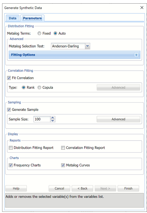 Generate Data Options | solver